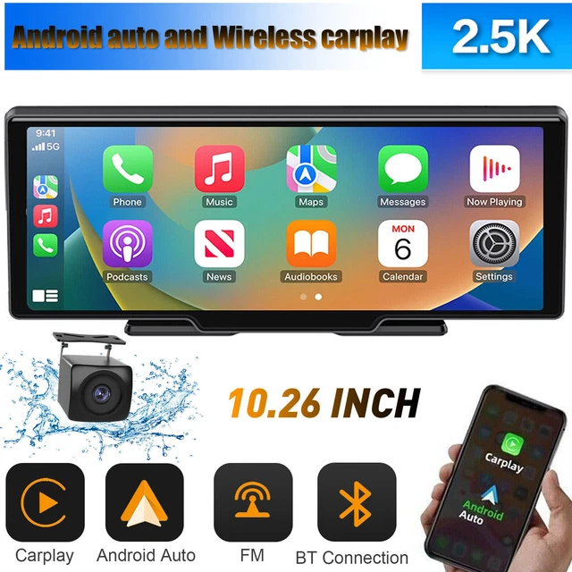 10.26& TOUCH DASH Cam Wireless CarPlay Android Auto 2.5K Dual Car ...