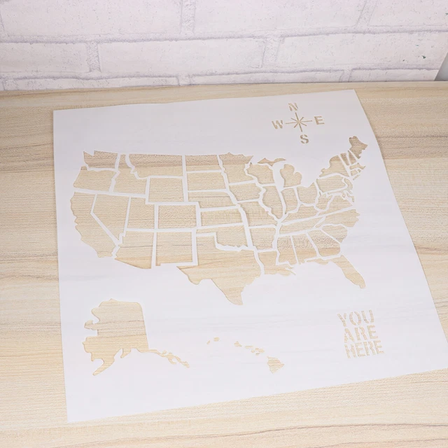 MAPS OF THE Usa Hollow Spray Template Wall Painting Stencils £5.99 ...