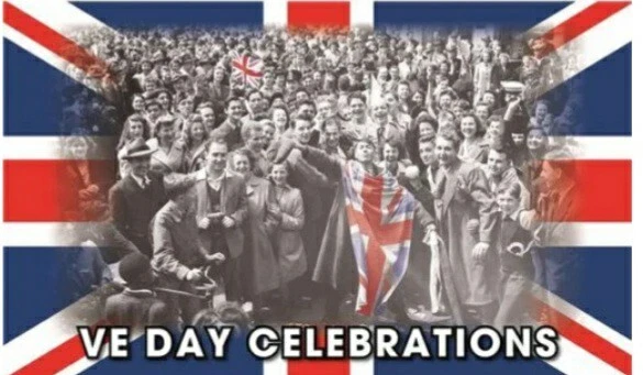 V.E. DAY 80TH Anniversary Celebrations 5ft x 3ft Polyester Flag Union ...