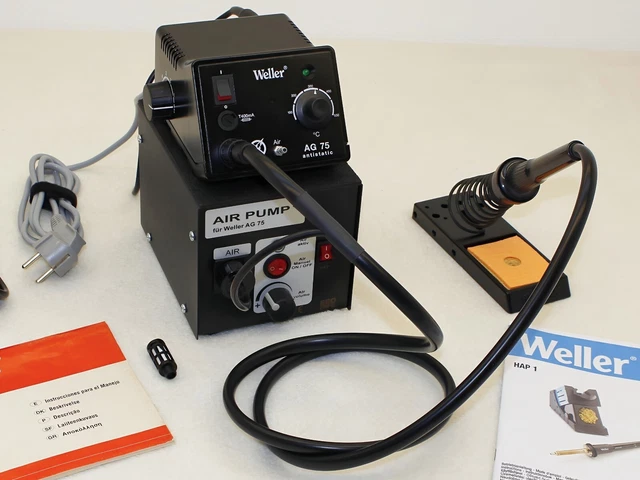 WELLER AG75 HEISSLUFTSTATION + HAP 1 Heißluftkolben + KH20 Ablage ...