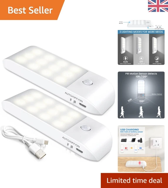 USB RECHARGEABLE MOTION Sensor LED Night Lights - 2 Pack, 3 Modes for ...
