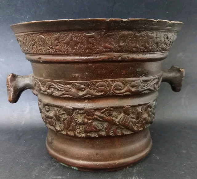ANCIEN GRAND MORTIER Bronze XVII Antique Large Mortar 17th EUR 690,00 ...
