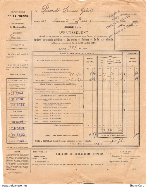 1917 AVERTISSEMENT A Gouex-M. Pascault Dumas Gabriel A Chaumeil EUR 10 ...