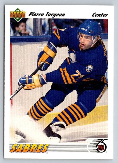 CARTE DE HOCKEY Pierre Turgeon 1991-92 pont supérieur #176 Buffalo ...