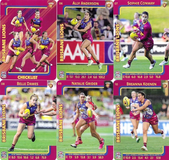 2025 AFLW TEAMCOACH Brisbane Lions Common + Checklist Team Set 6 Cards ...