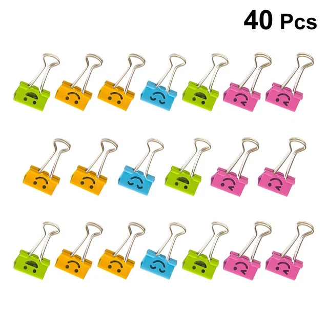 40 PCS 19MM Facial Expression Metal Binder Clips Hollow Paper Clamp ...