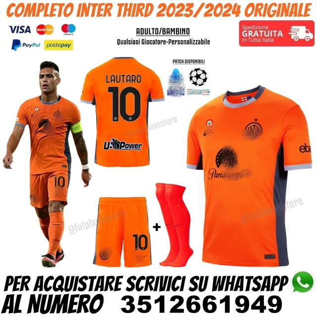 TERZA MAGLIA INTER Lautaro Martinez 2023 2024 Arancione Third Completo ...