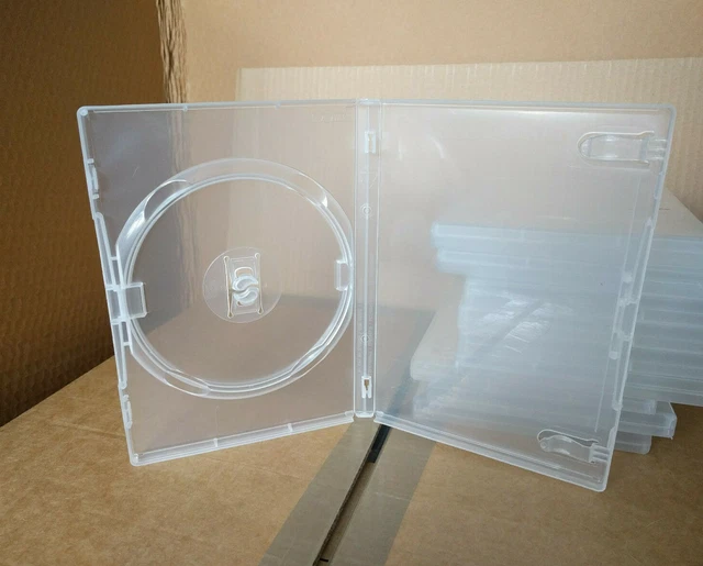 2 X CLEAR Single Amaray DVD-CD-BLU RAY Case for 1 Disc with Spine 14 mm ...