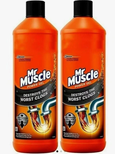 MR. MUSCLE DRAIN Gel Unblocker and Sink Drain Cleaner 2 Pack, 500ml ...