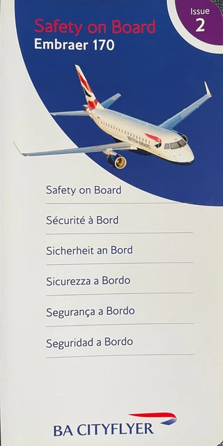 BRITISH AIRWAYS BA CityFlyer Safety Card Embraer 170 Issue 2 (Retired ...