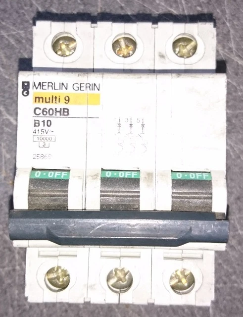 MERLIN GERIN MULTI 9 C60HB B10 415v triple pôle MCB EUR 7,89 - PicClick FR