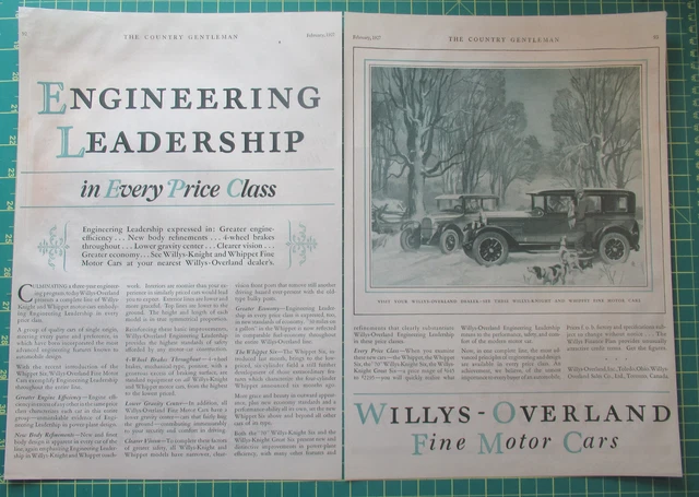 1927 WILLYS-OVERLAND PRINT ad Willys-Knight & Whippet $4.00 - PicClick CA