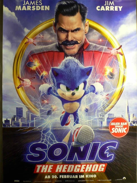 SONIC THE HEDGEHOG - Jim Carrey - Adam Pally - Filmposter A1 84x60cm ...