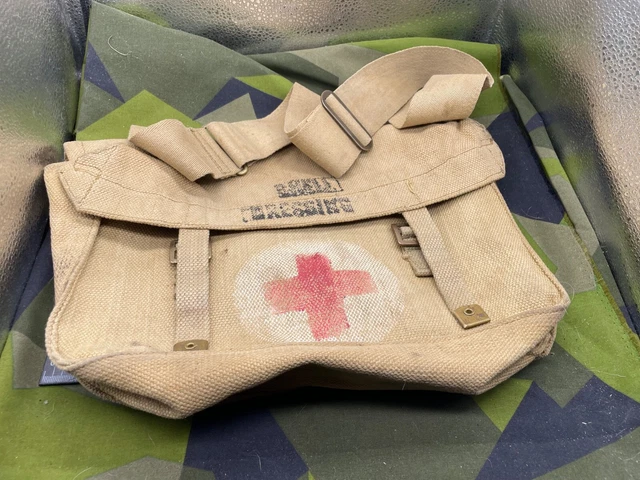 ORIGINAL WW2 BRITISH Army Medic's Shell Dressing Shoulder Bag with Red ...