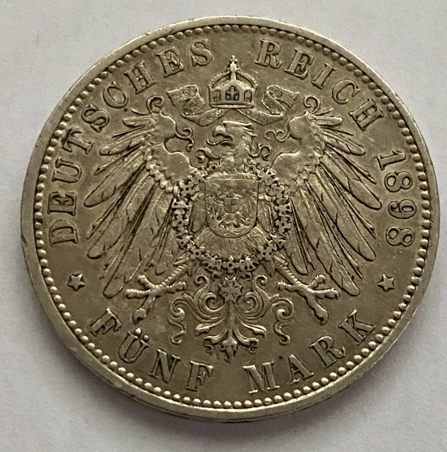 5 MARK SILBER 1898 D - Otto König von Bayern-historische Originalmünze ...