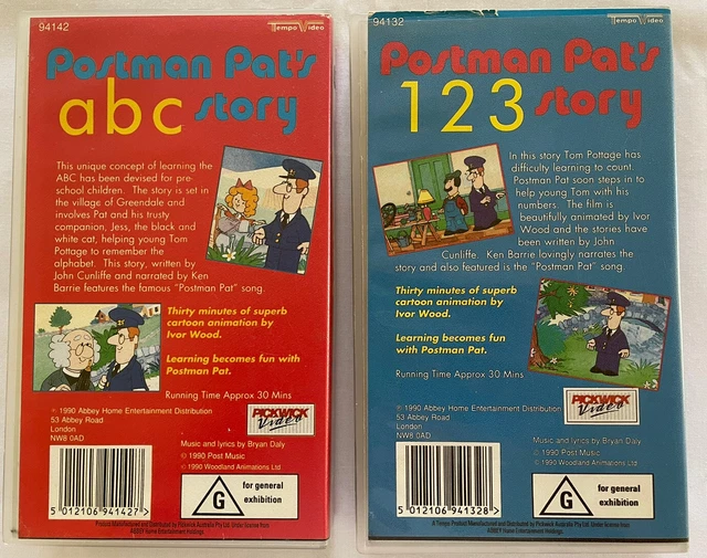 2X POSTMAN PAT VHS - ABC and 123 Stories Pal Video Tape Cassette £12.47 ...