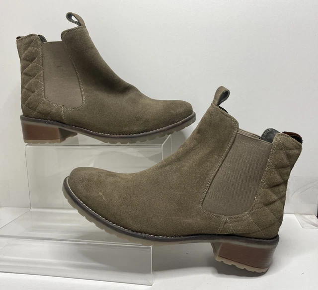 BARBOUR ABIGAIL SUEDE Chelsea Boots Size 8 Uk Khaki Green Kiwi £49.99 ...