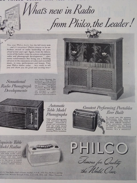 PHILCO PRINT AD Original Rare Vtg 1940s WW2 Radio Cabinet Listerine Virus £25.31 - PicClick UK