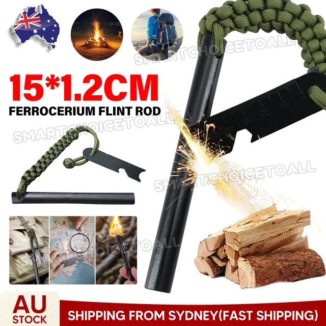 FERROCERIUM FLINT ROD 15cmx1.2cm Survival Fire Starter with Striker ...