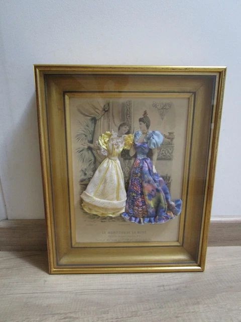TABLEAU DIORAMA SIGNÉ Boizard Moniteur de la mode Femmes jolies robes ...