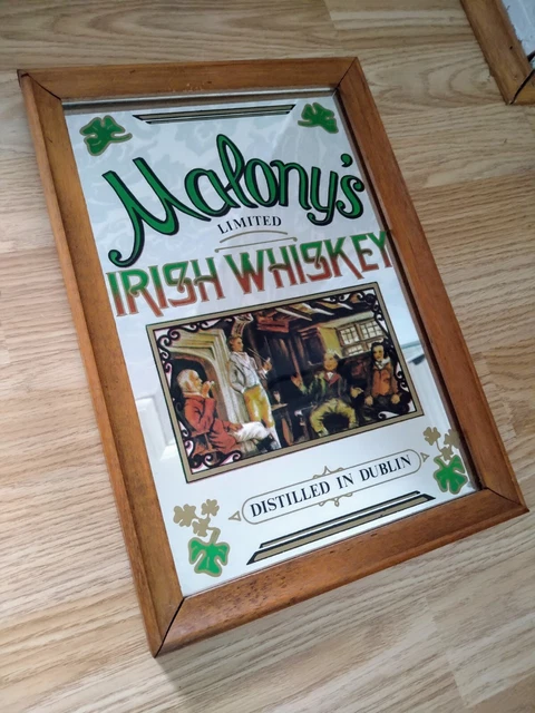 RARE VINTAGE MALONY'S Irish Whiskey Dublin Pub Mirror £30.00 - PicClick UK