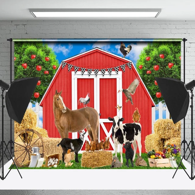 RED CABIN FARM Animals Birthday Cake Smash Backdrop $35.95 - PicClick AU