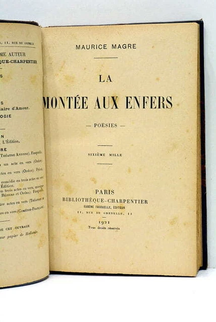 LA MONTÉE AUX enfers Paris 1921 EUR 35,00 - PicClick FR