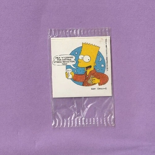 1991 THE SIMPSONS Mini Stickers Iron ons Hostess Chips Card 2 Sided ...
