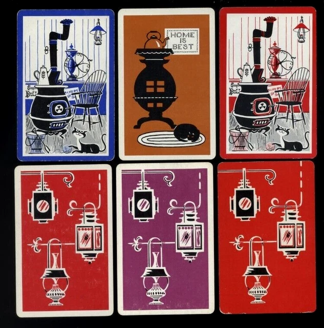 PLAYING CARD RETRO Kitchen Pot Belly Stove Coffee Pot Kettle Cat Sleeps ...