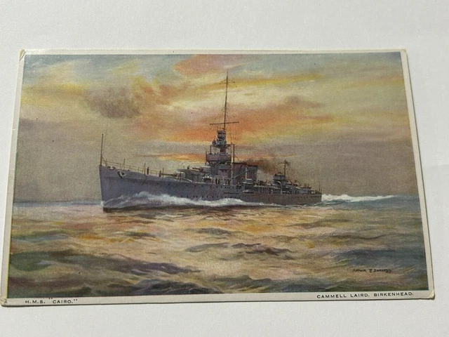 ROYAL NAVY CRUISER HMS Cairo Cammell Laird Birkenhead - WWI Postcard ...
