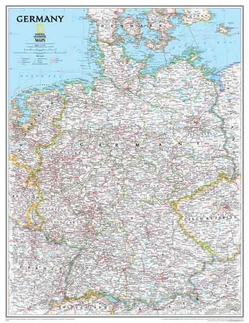 / NATIONAL GEOGRAPHIC Map Germany, Politival Map, laminier ...
