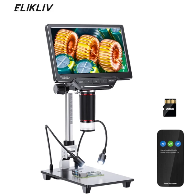 ELIKLIV DIGITAL COIN Microscope 1300X 7'' LCD Screen Soldering HDMI ...