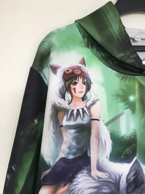 STUDIO GHIBLI PRINCESS Mononoke Wolf Galaxy Hoodie Jumper Jacket Top ...