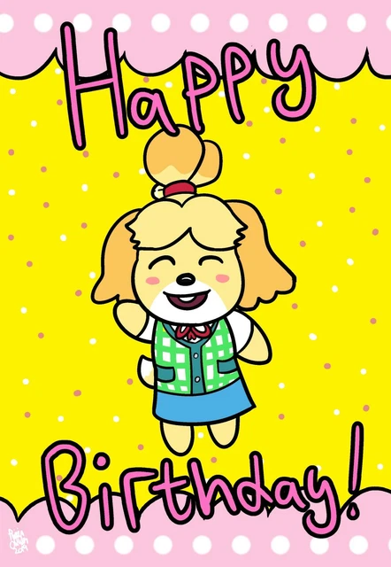 ISABELLE - ANIMAL Crossing Inspired Birthday Card £3.00 - PicClick UK