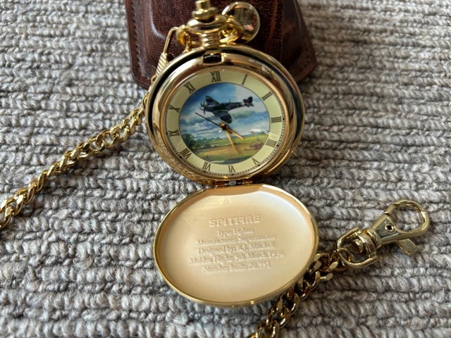 FRANKLIN MINT MENS WW2 SPITFIRE Fighter Plane Pocket Watch - Working £ ...