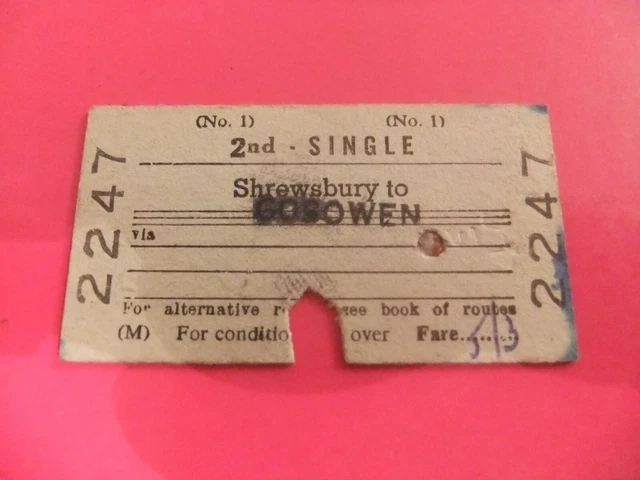 BRITISH RAILWAYS MIDLAND Region Shrewsbury Gobowen Edmondson Card ...