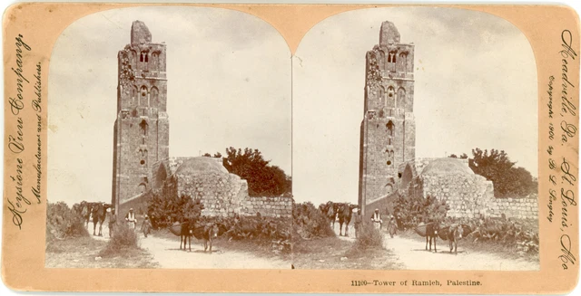 STEREO, PALESTINE, TOWER of Ramleh, Tour, 1900 Vintage stereo card ...