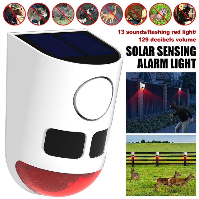 SOLAR STROBE LIGHT Wireless 120db Alarm System For Home Infrared Motion ...