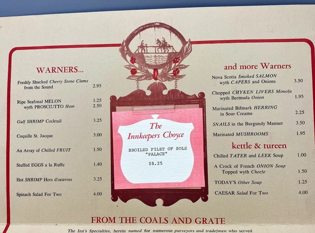 VINTAGE RESTAURANT MENU PENNYBRIDGE TAVERN Bill Of Fare Tarrytown, NY ...