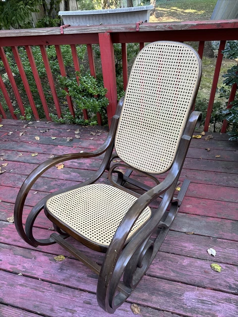 VINTAGE MID CENTURY Modern Oak Cane Bentwood Rocking Chair Rocker ...
