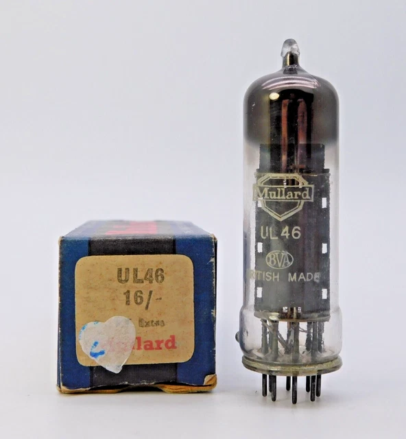 MULLARD BRITISH MADE UL46 Square Getter Pentode Valve Tube NOS Boxed ...