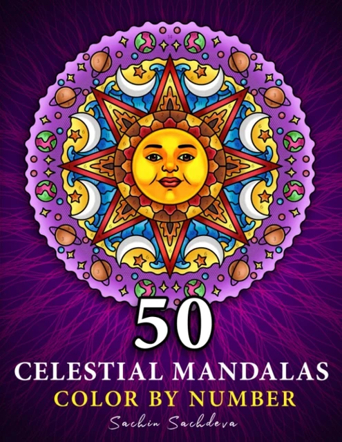 50 CELESTIAL MANDALAS: Color by Number Coloring Book Adults Features ...