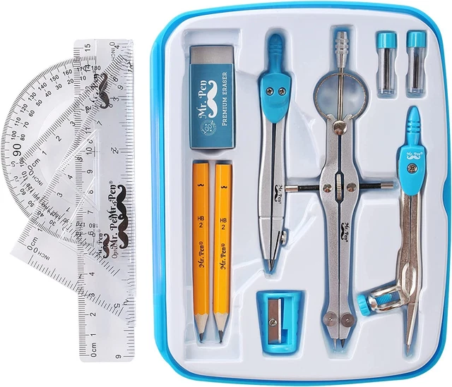 METAL GEOMETRY KIT Set, 13PCS Math Compass and Protractors Geometry ...