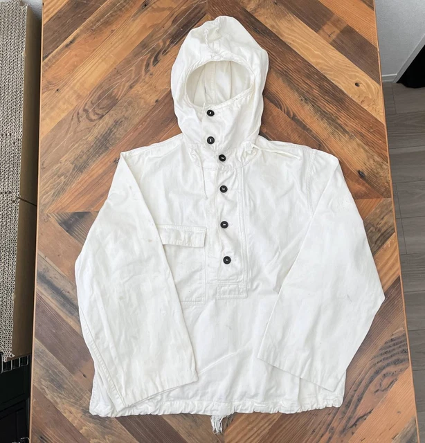 VINTAGE 1940S US NAVY Gunner Smock WW2 Salvage Hoodie Jacket Mens Size ...