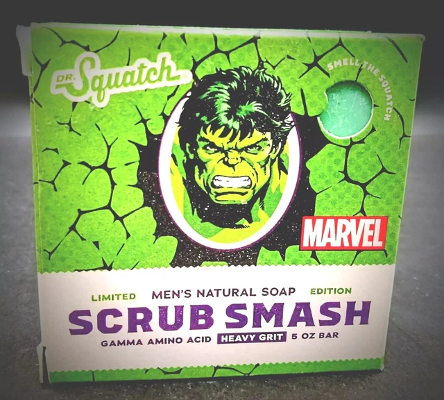 DR SQUATCH MARVEL HULK SCRUB SMASH Men's Natural Soap Soap Avengers ...