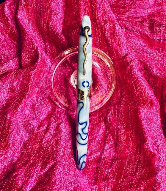 JEAN PIERRE LEPINE Zig Zag Blue Marble Rollerball Ballpoint Ink Pen ...