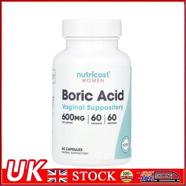 NUTRICOST, BORIC Acid, Vaginal Suppository, 600 mg , 60 Caps * LARGER ...