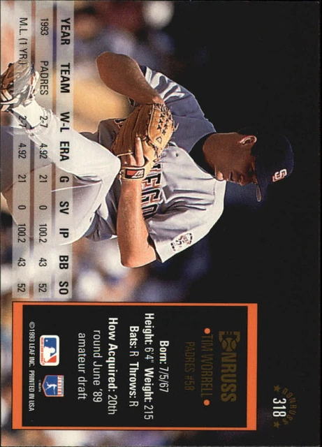 Carte De Baseball 1994 Donruss San Diego Padres 318 Tim Worrell Eur 166 Picclick Fr
