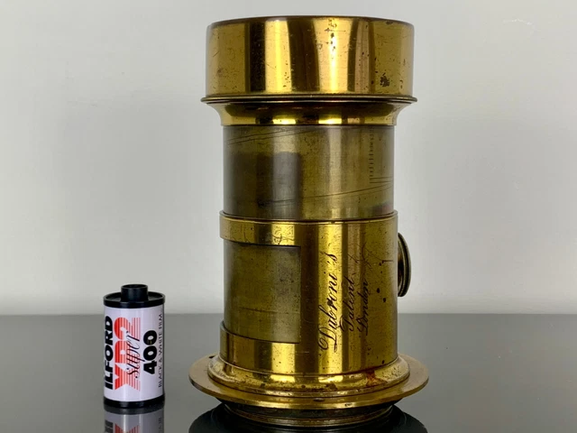 DUBRONI'S PATENT LONDON Darlot 9" (230mm) F4 Petzval 5x7" Antique Brass ...