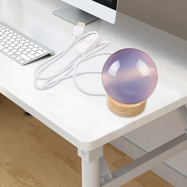 LED LIGHT DISPLAY Pedestal Wooden Light Base Crystal Ball Round Display ...